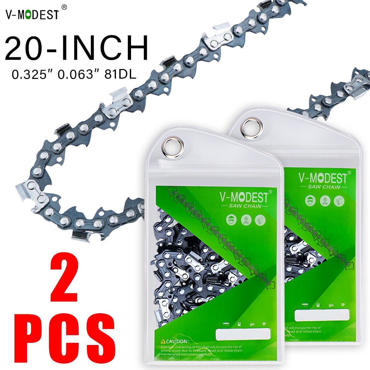 V-MODEST 20-inch Chainsaw Chain .325 Pitch .063-inch Gauge 81DL ...
