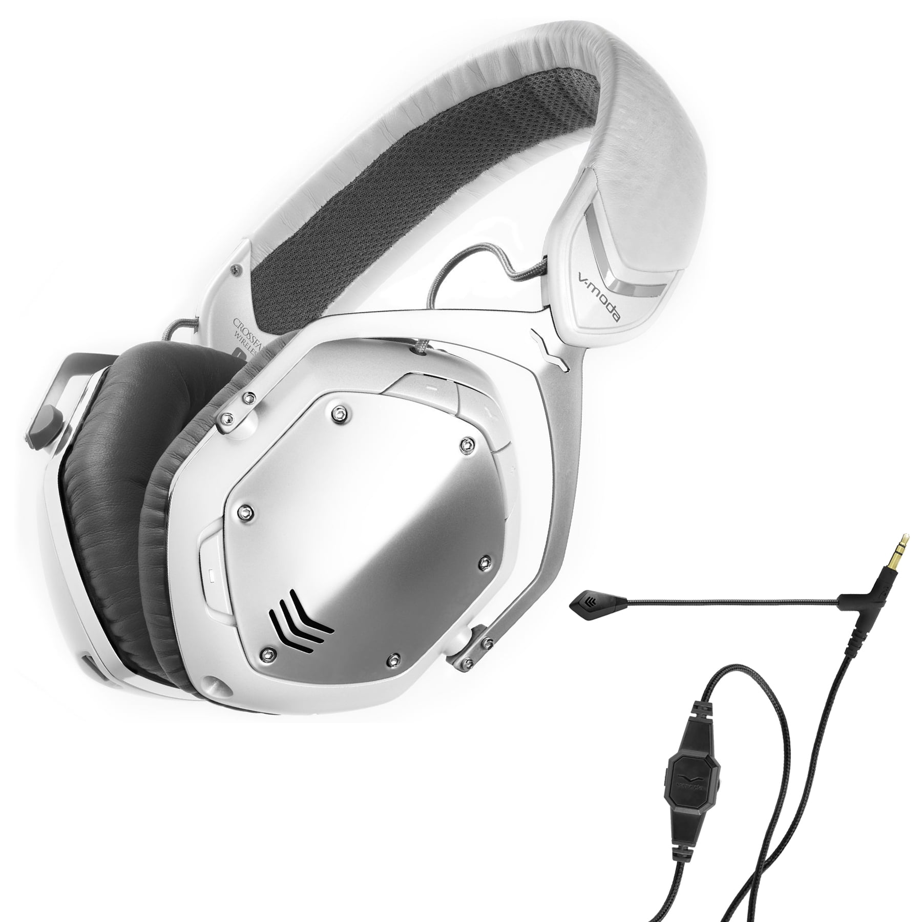 v-moda crossfade wireless (white silver) with boompro microphone cable ...