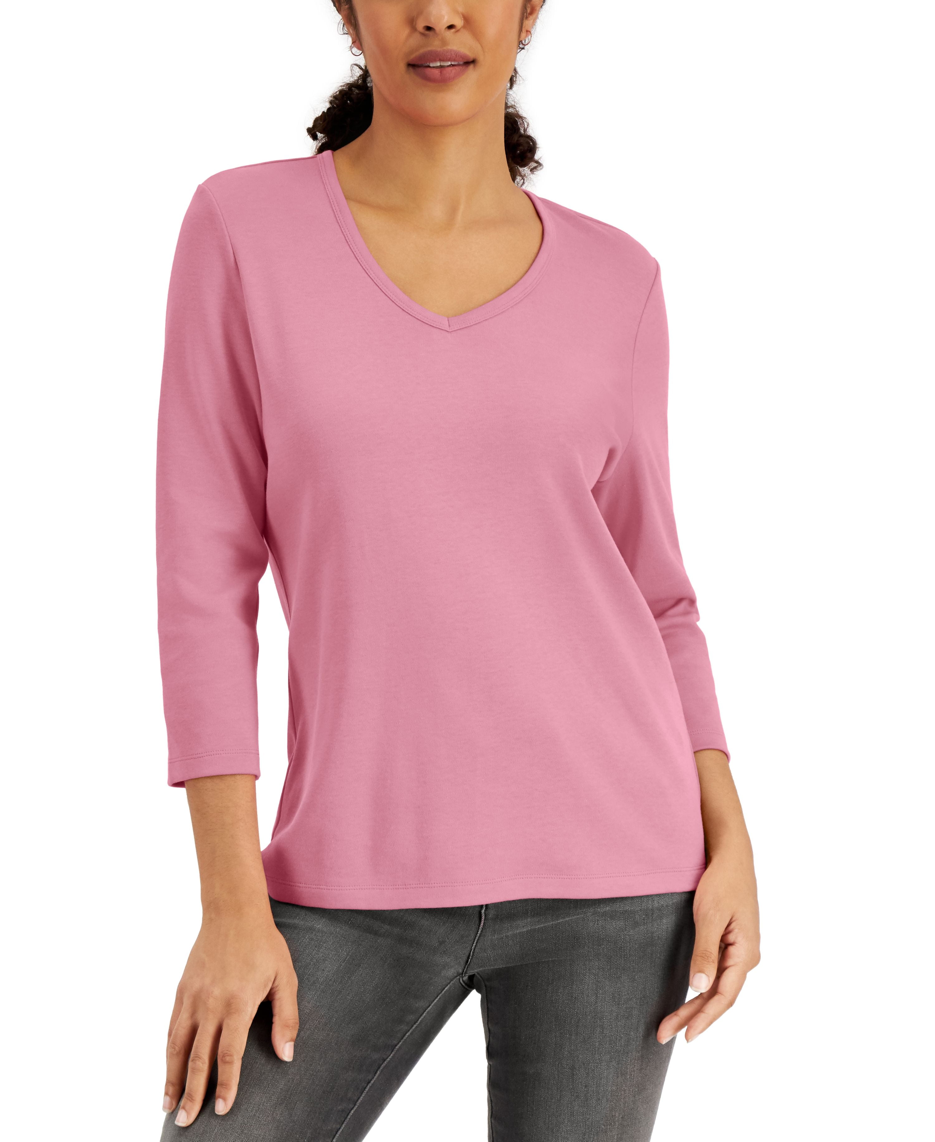 V-Neck 3/4-Sleeve Top Create Sea Pink L - Walmart.com