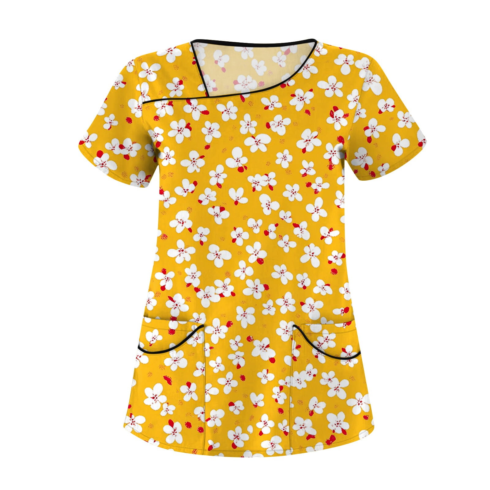 V-Neck Scrub Top for Women with 2 Pockets & Short Sleeve Scrubs Nurse ...