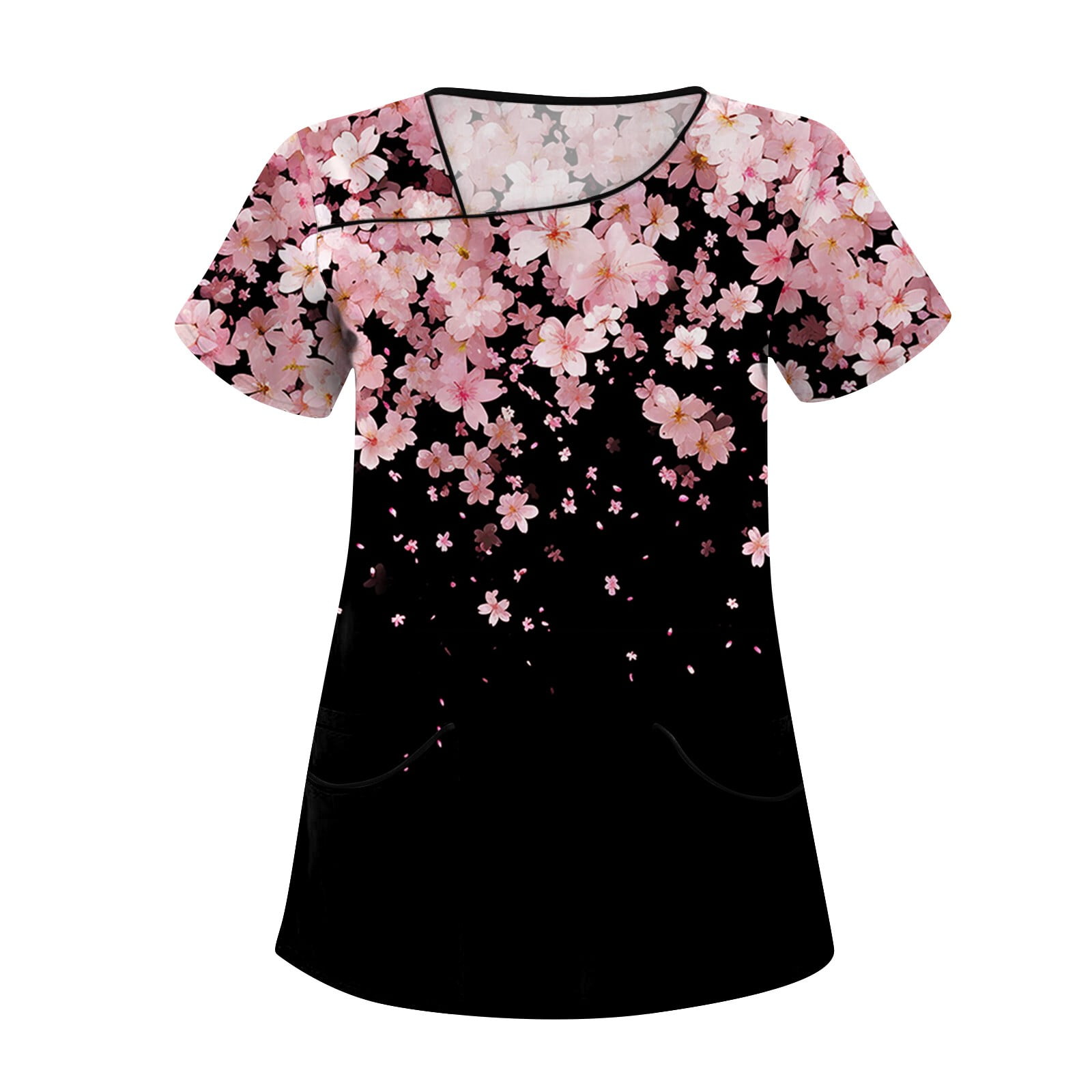 V-Neck Scrub Top for Women with 2 Pockets & Short Sleeve Scrubs Nurse ...