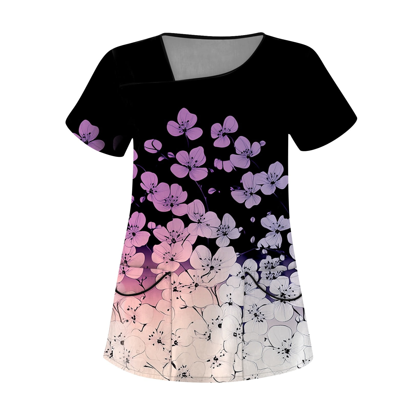 V-Neck Scrub Top for Women with 2 Pockets & Short Sleeve Scrubs Nurse ...