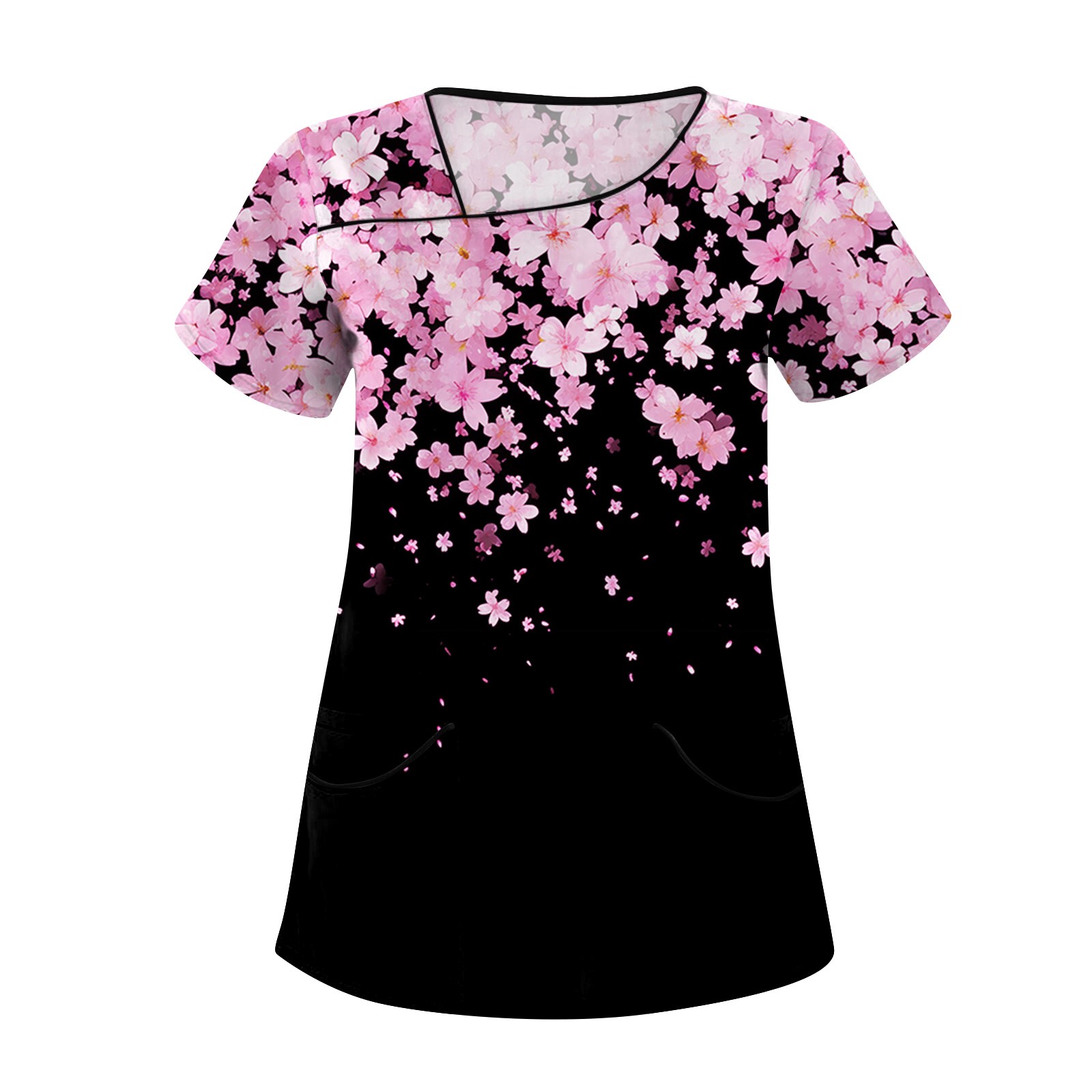 V-Neck Scrub Top for Women with 2 Pockets & Short Sleeve Scrubs Nurse ...