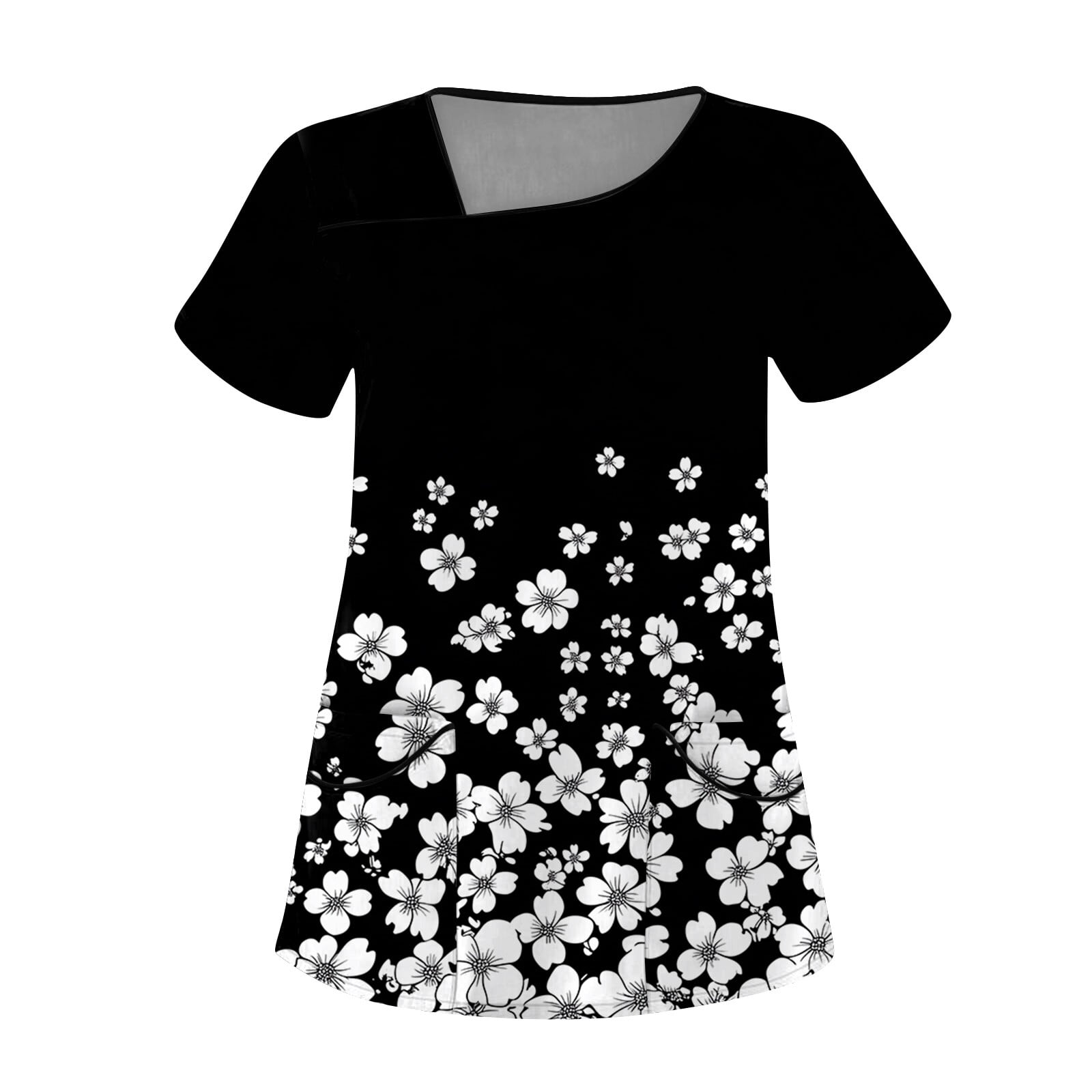 V-Neck Scrub Top for Women with 2 Pockets & Short Sleeve Scrubs Nurse ...