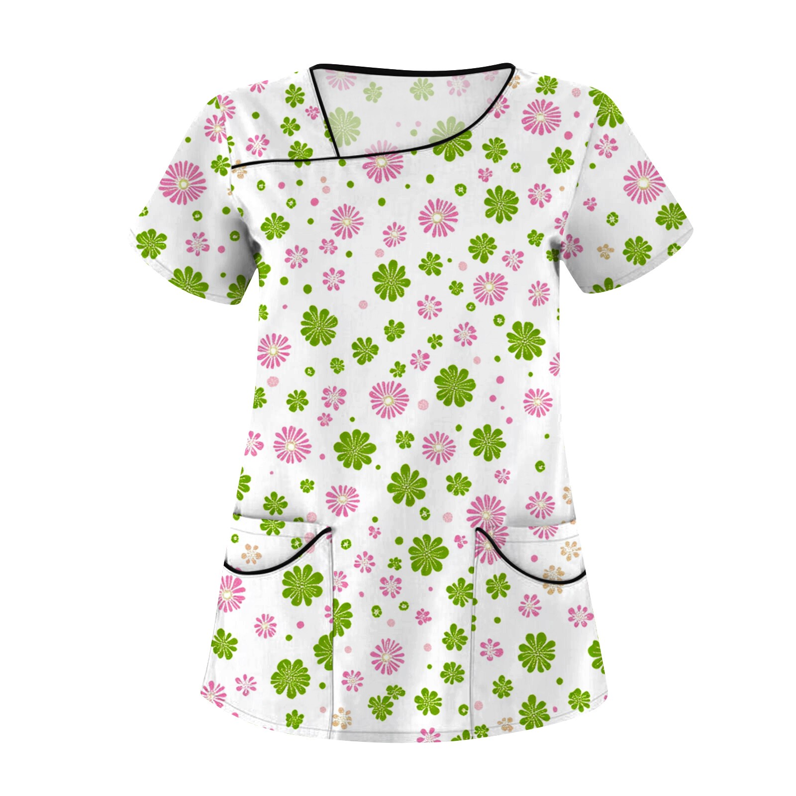 V-Neck Scrub Top for Women with 2 Pockets & Short Sleeve Scrubs Nurse ...