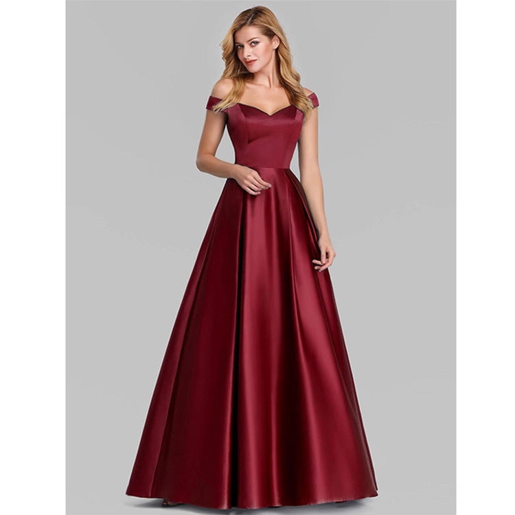 V-Neck Solid Color Long Vintage Gown Dress - Walmart.com