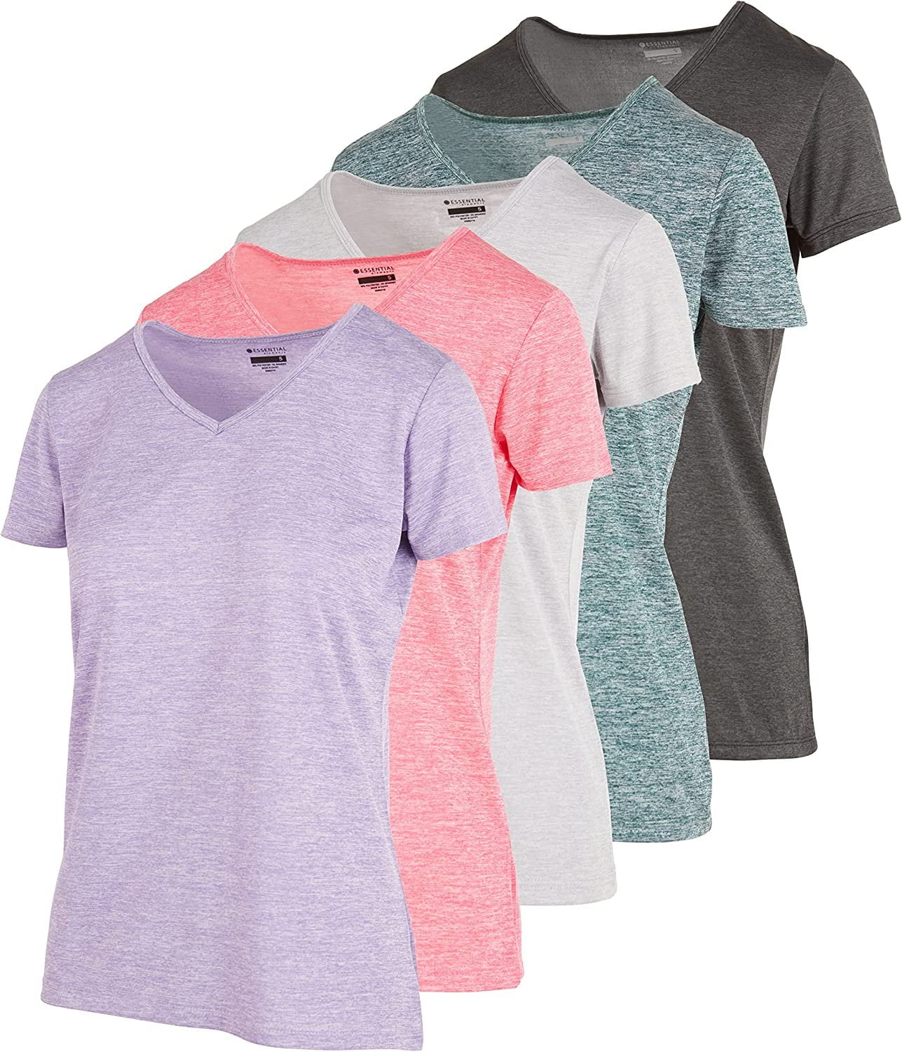 Essential Elements V Neck ActiveWear T-Shirt for Women, Performance Gym ...