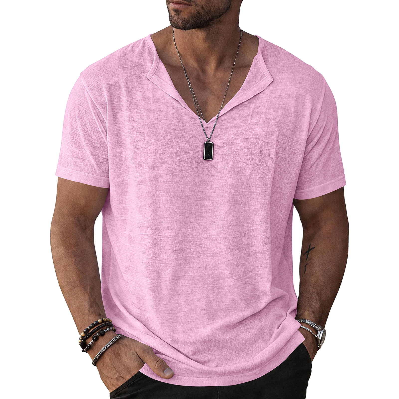 V Neck Workout Shirts for Men Athletic Short Sleeve Shirts Moisture ...