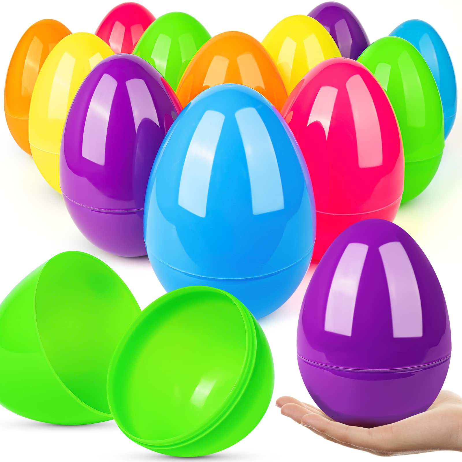 V-Opitos 12 PCS Jumbo DHF10 Easter Eggs, 6 Inch Large Plastic Easter Eggs, Bulk Fillable Empty ...