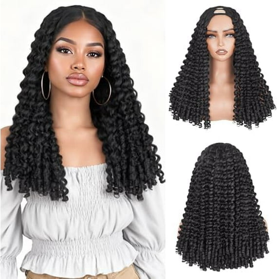 V Part Wig Curly Half Wig for Black Women, 180% Density Wear and Go ...