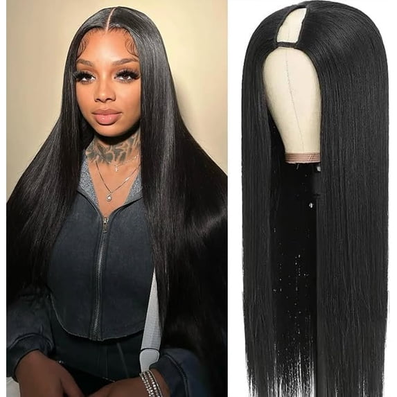 V Part Wigs Human Hair Straight V Shape Wigs for Black Women Upgrade U ...