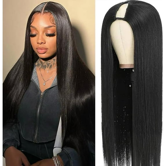 V Part Wigs Human Hair Straight V Shape Wigs for Black Women U Part ...