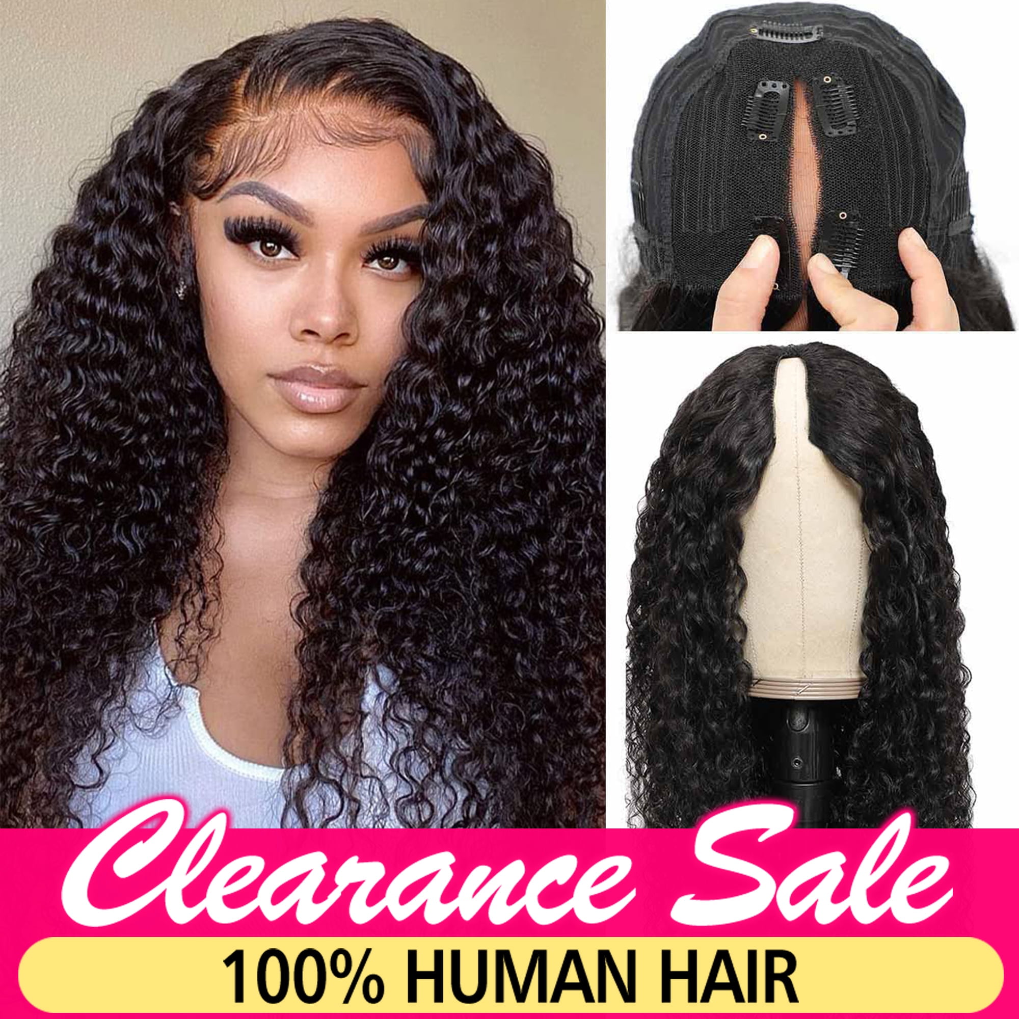 V Part Wigs Human Hair Wigs Deep Wave For Black Women 100%humanhair ...