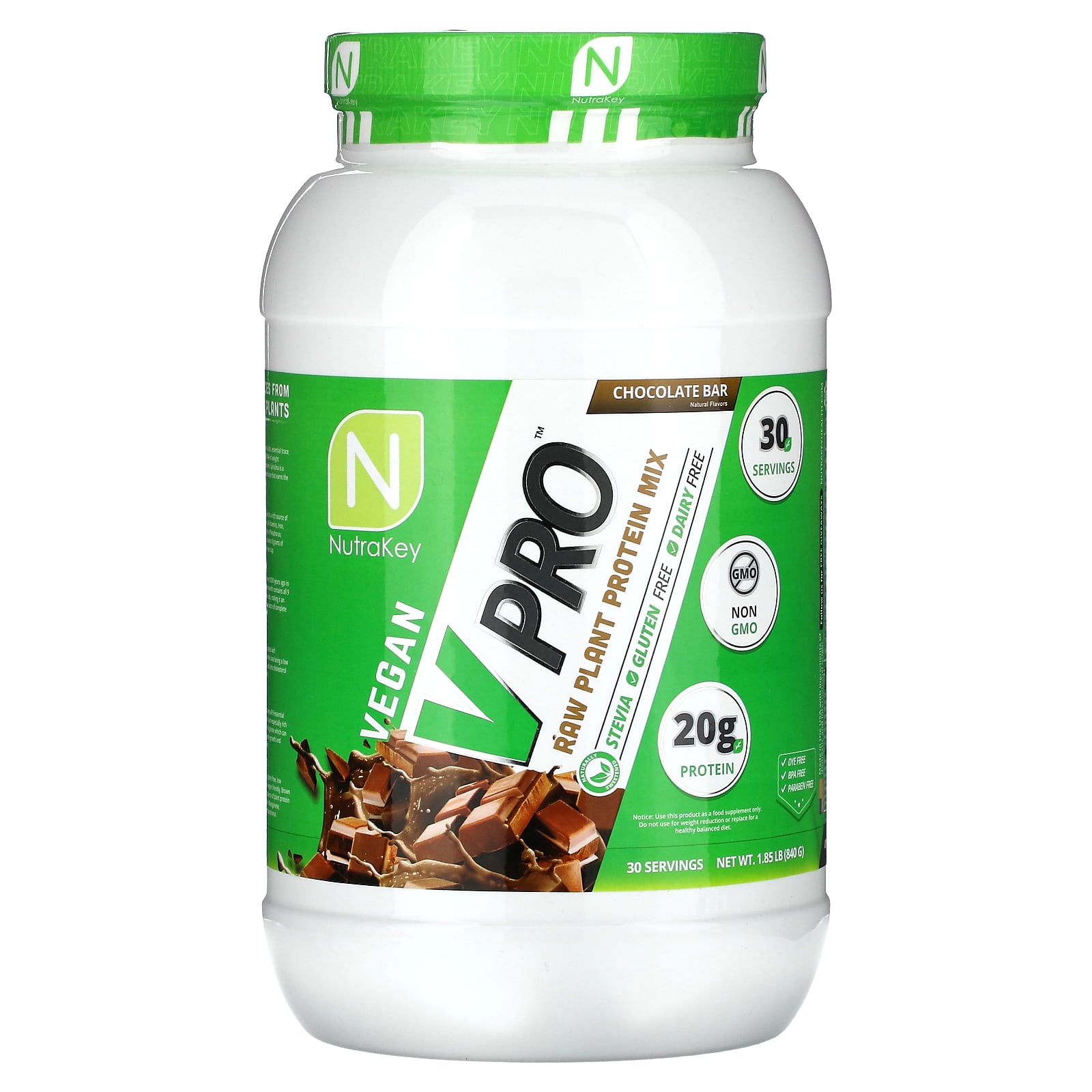 V Pro, Raw Plant Protein Mix, Chocolate Bar, 1.85 lb (840 g), Nutrakey ...