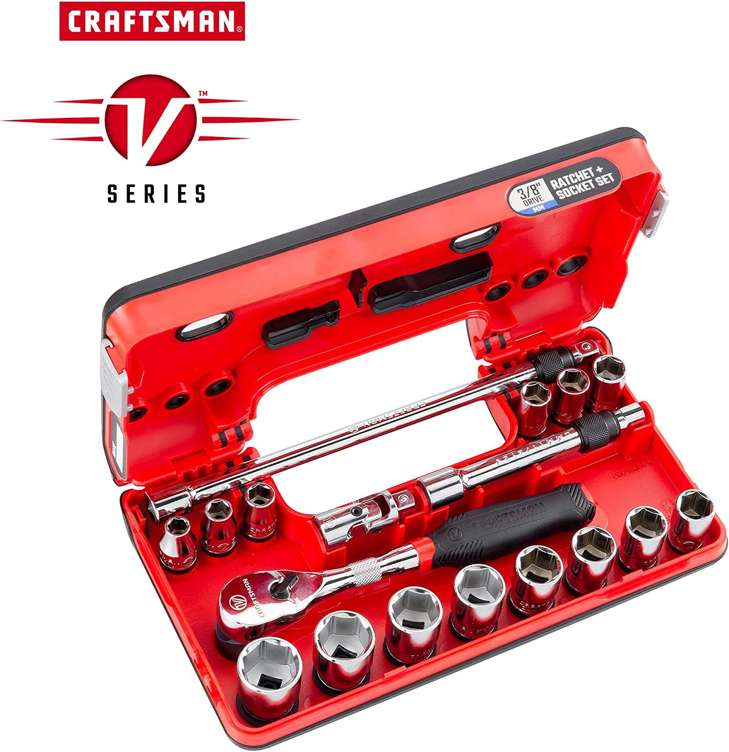V-SERIES Socket Set, Shallow MM, 3/8 Inch Drive, 18 Piece (CMMT45753V ...