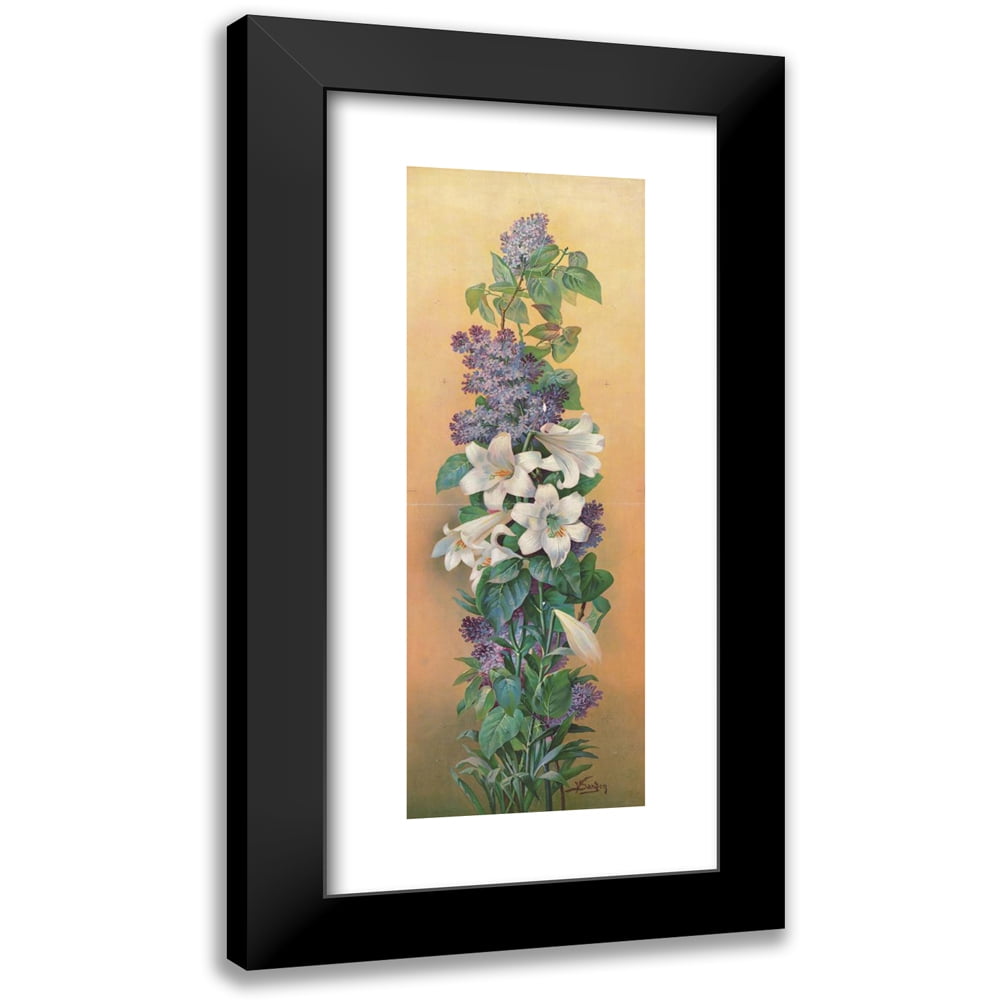 V. Sangon 9x18 Black Modern Framed Museum Art Print Titled - Lilacs and ...