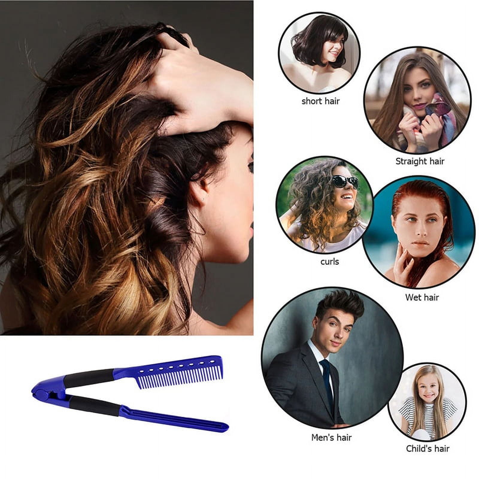 V Shape Plastic Splint Hairdressing Combs Hair Straightening Clamp Not ...