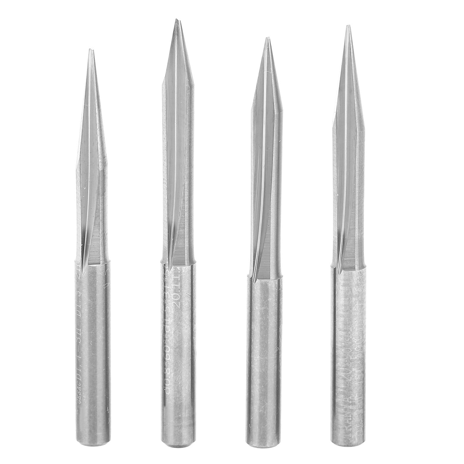 V-Shaped 2-Edged Engraving Bit Set for Precision CNC Wood Carving - 4x0 ...