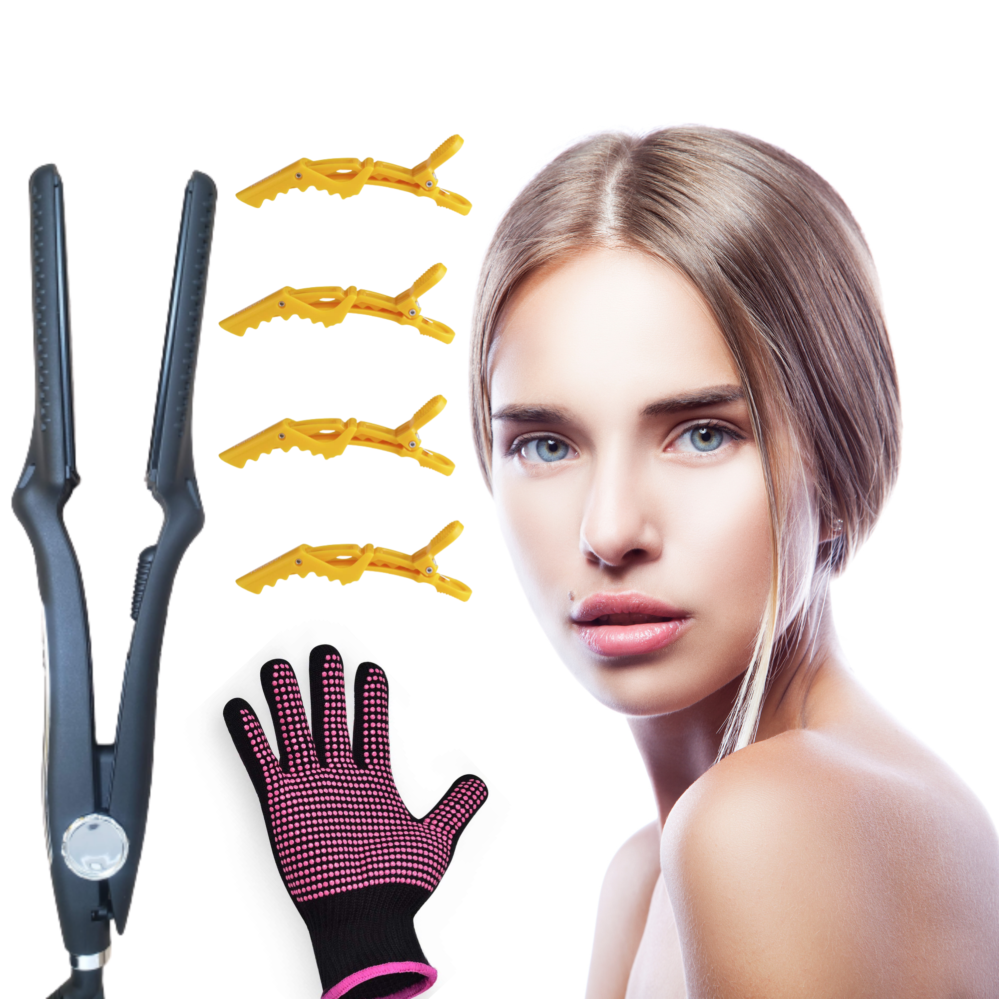 V Shaped Digital Control Flat Iron Smoothing Straightener with Silver ...