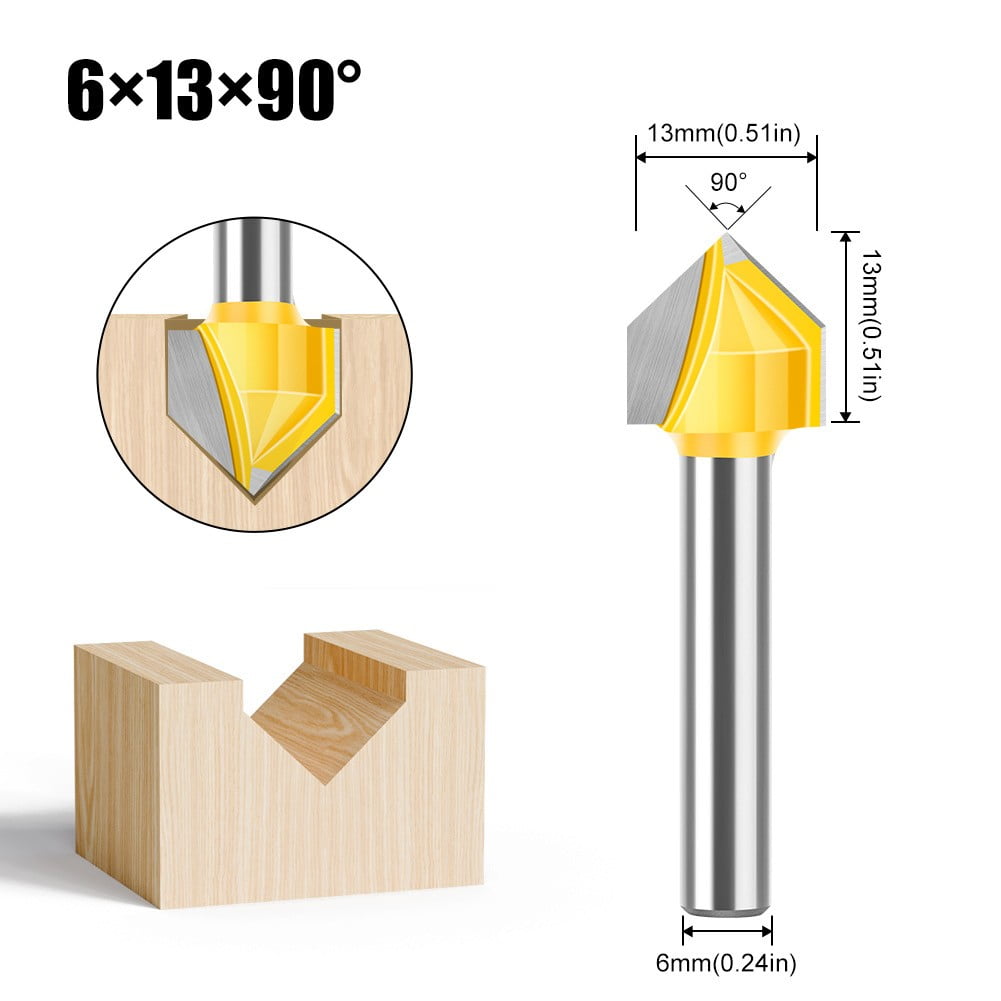 V-Shaped Router Bit Carving Cutter Wood Milling Cutter 60/90/120/150 ...
