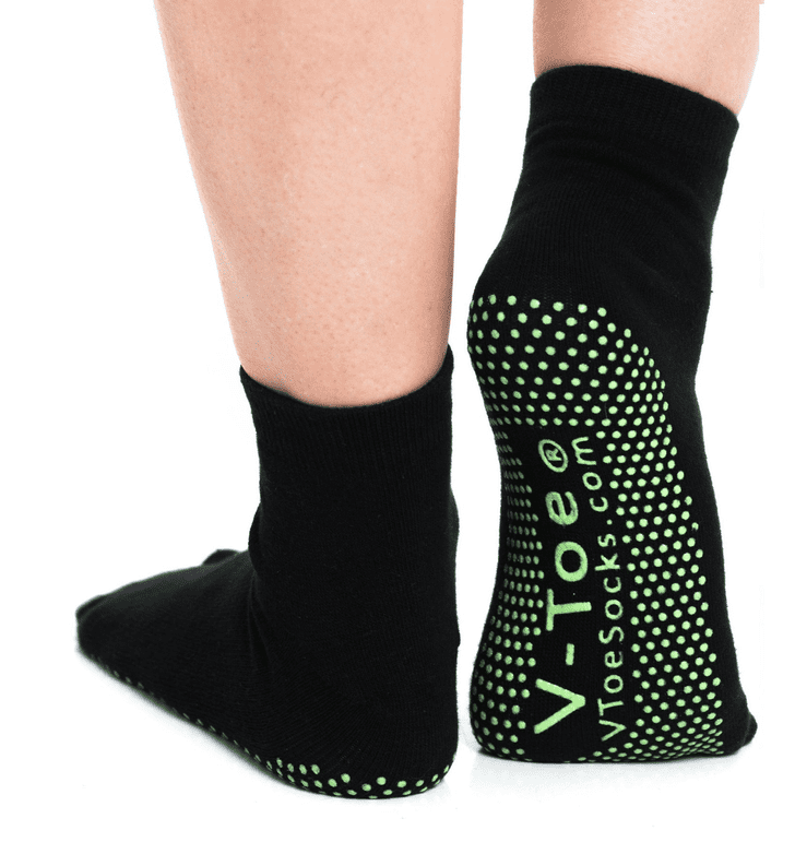 1 Pair - V-Toe Flip Flop Tabi Socks Casual Black Nonskid Solid - Yoga ...