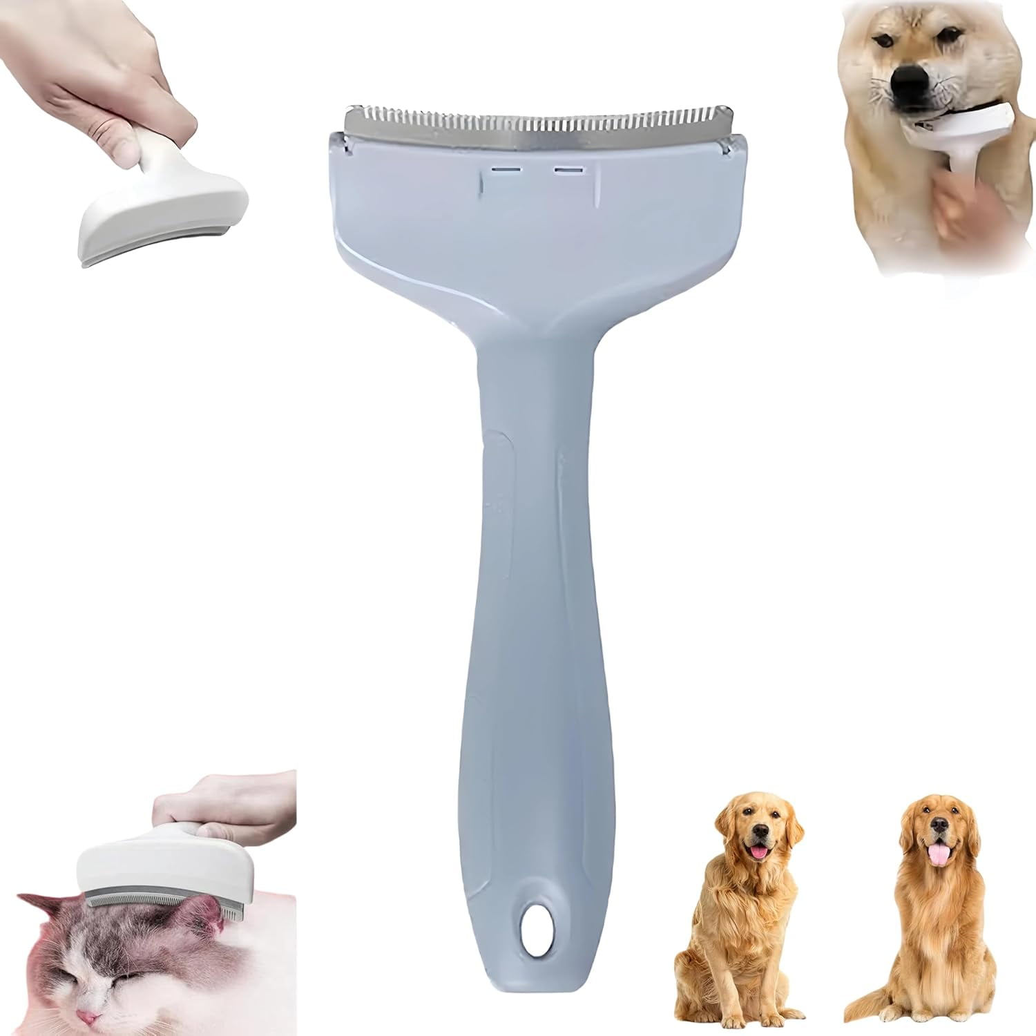 V-Tooth Dog Brush for Shedding | Cat Deshedding Brush with Ergonomic ...