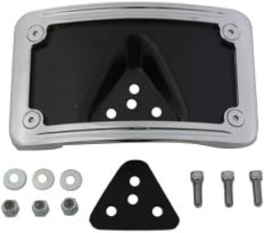 V-Twin 42-1009 - License Plate Bracket Curved Laydown Style Chrome ...