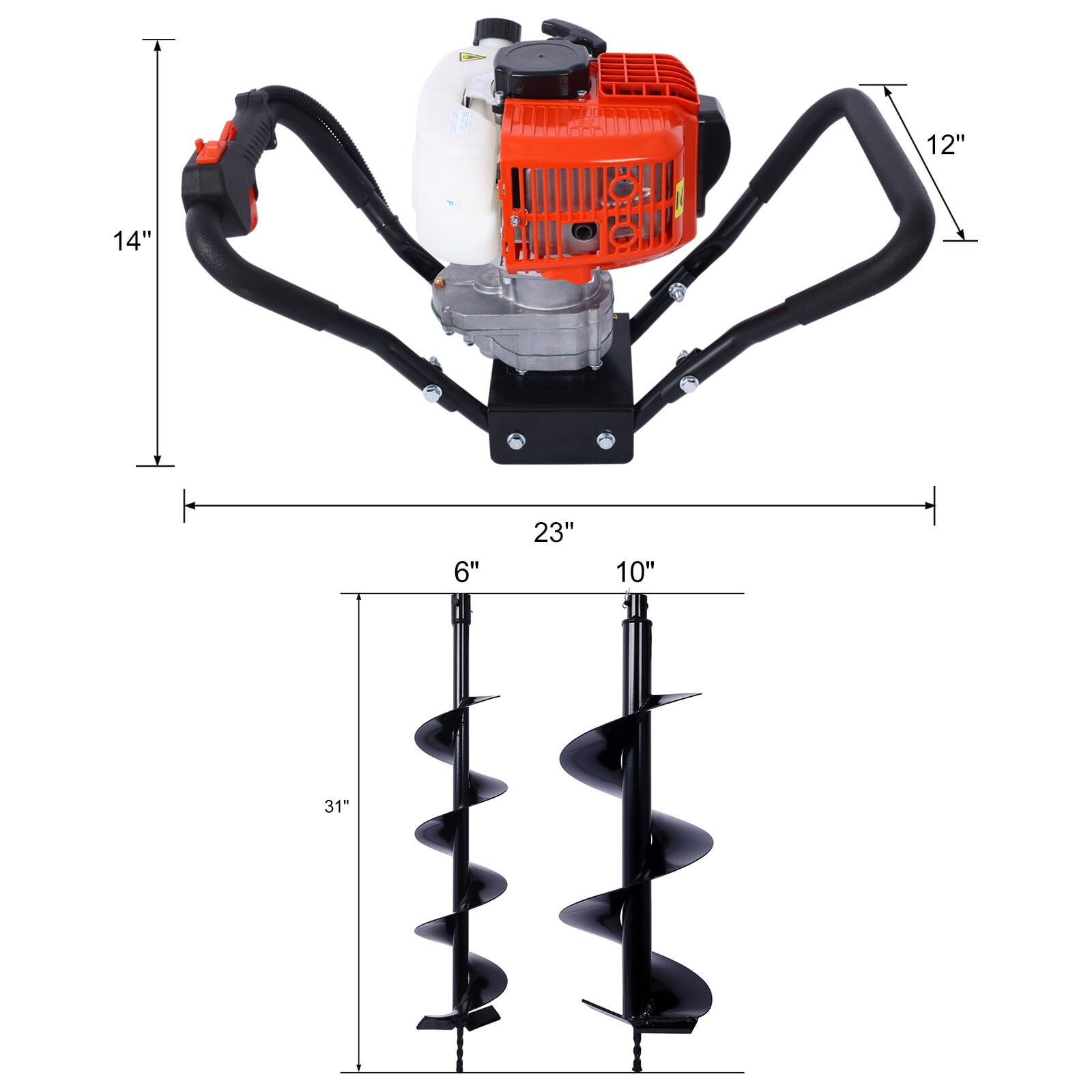 V-Type 52CC 2 Stroke Gas Post Hole Digger One Man Auger EPA Machine ...