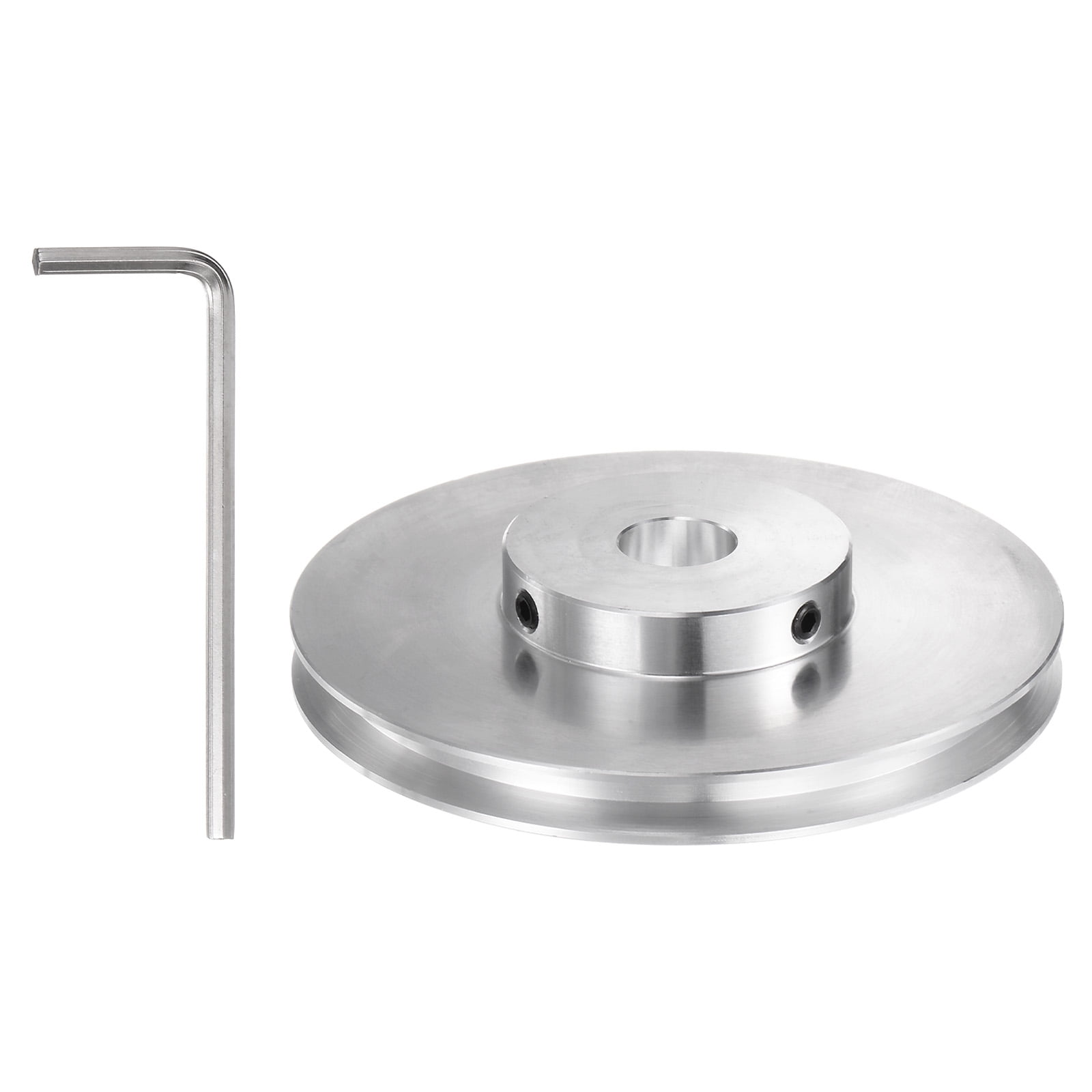 V-Type Pulley 15mm Bore 100mm Outer Dia Single Groove Aluminum Alloy ...