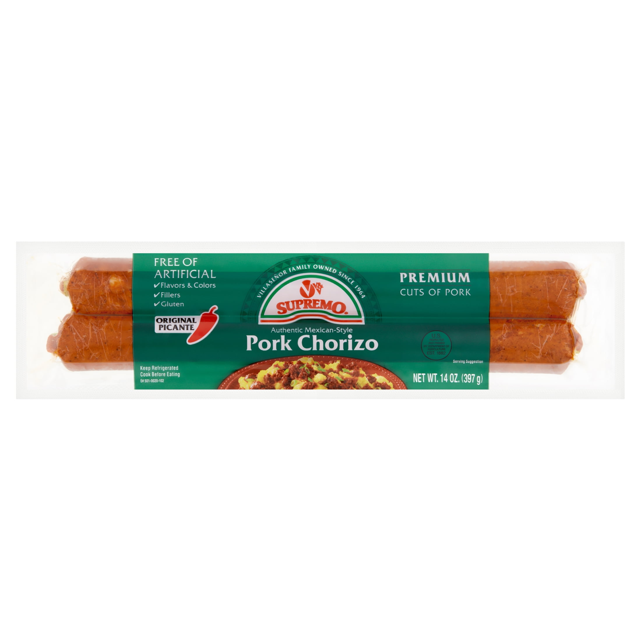 V&V Supremo, Original Picante Authentic Mexican Style, Pork Chorizo, 14 ...