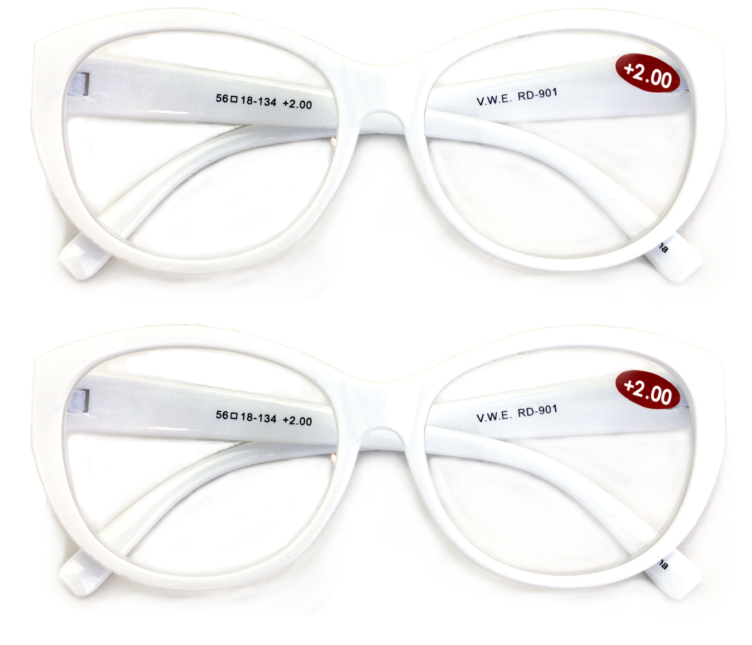 V.W.E. 2 Pairs Women Clear White Reading Glasses Reader Glasses Cateye ...