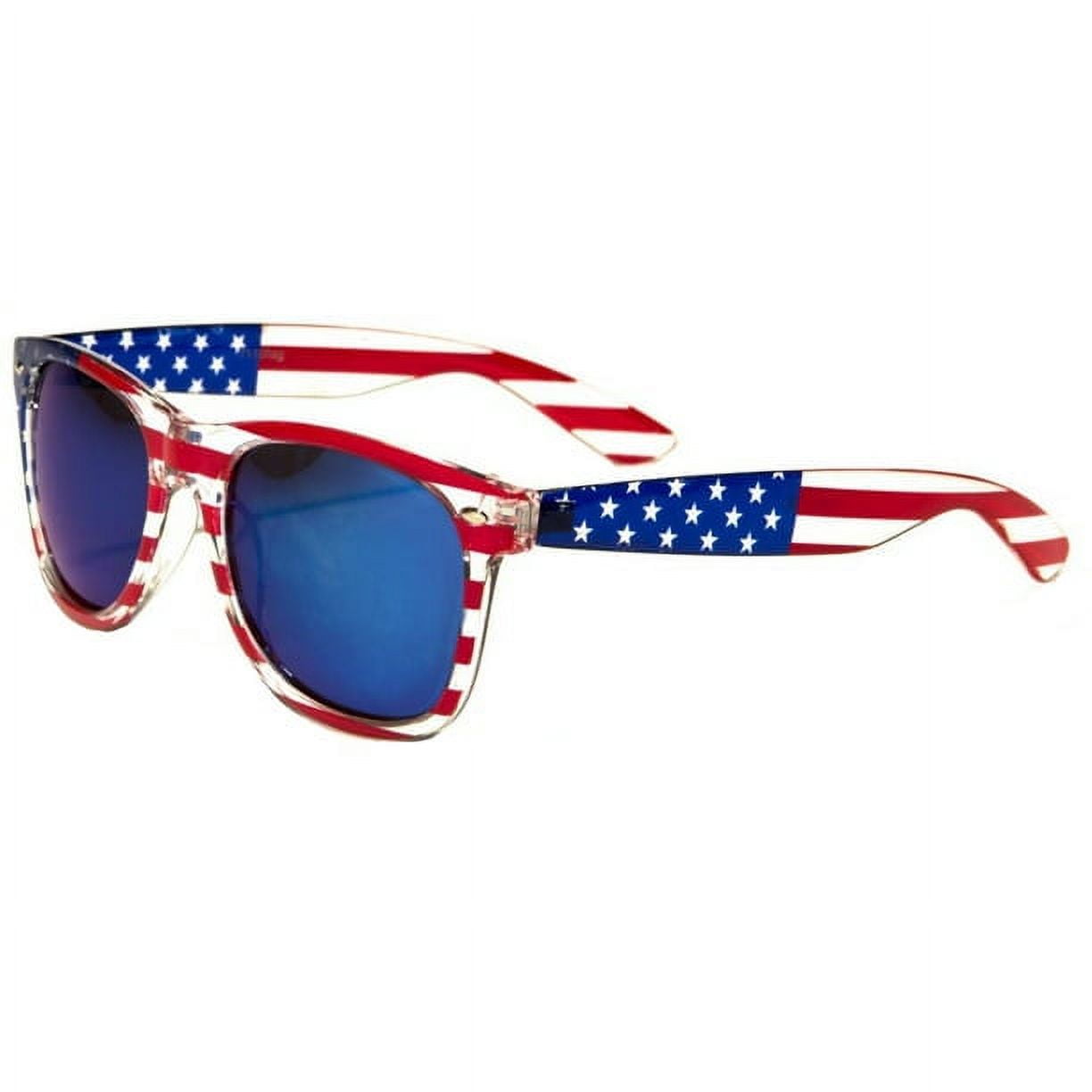 Vision World Classic Flag Mirror Sunglasses, Unisex, Clear Frame, UVA ...