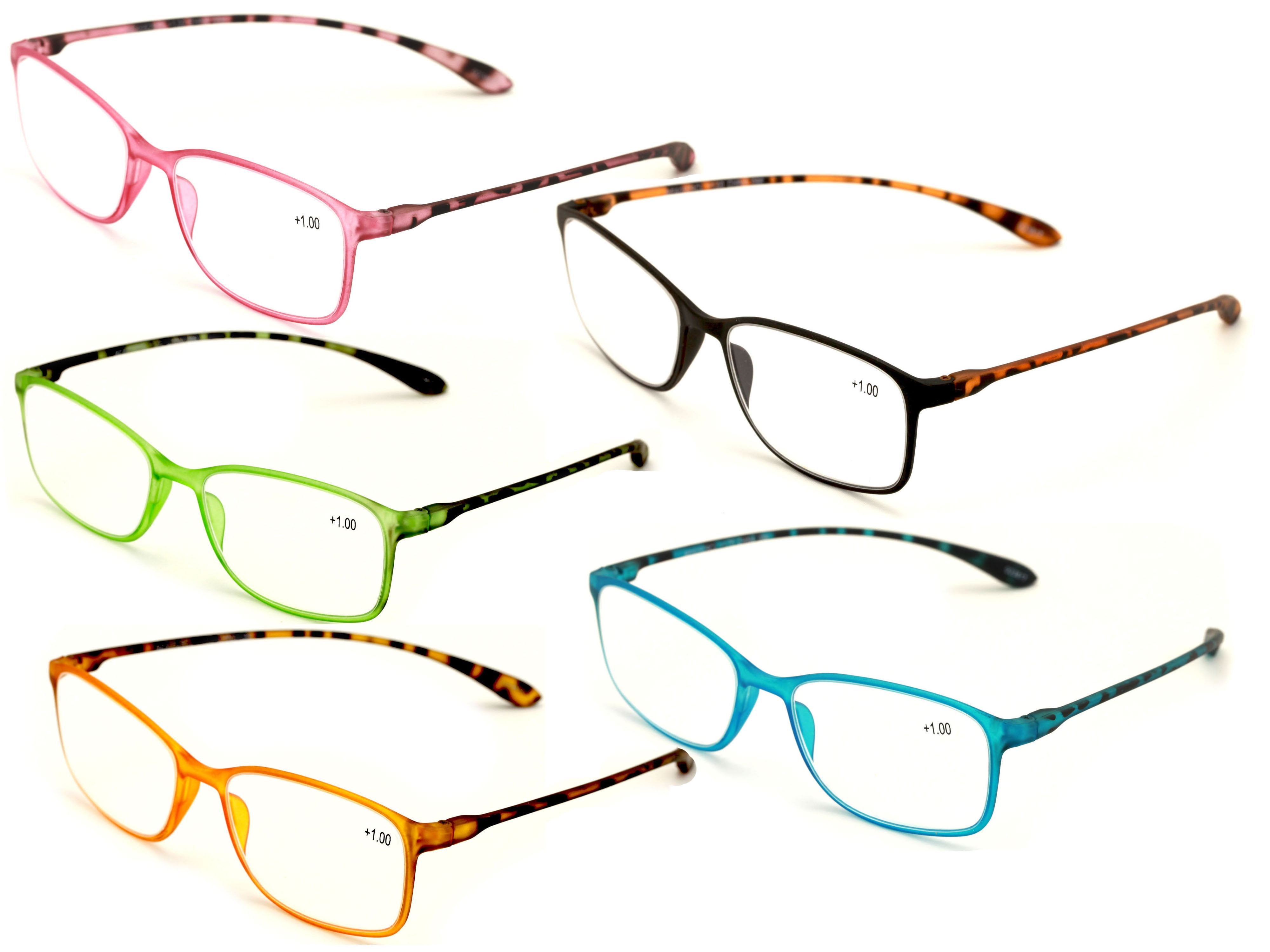 V.W.E. WoMen's Rectangular Lightweight Reading Glasses, 5 Pair ...