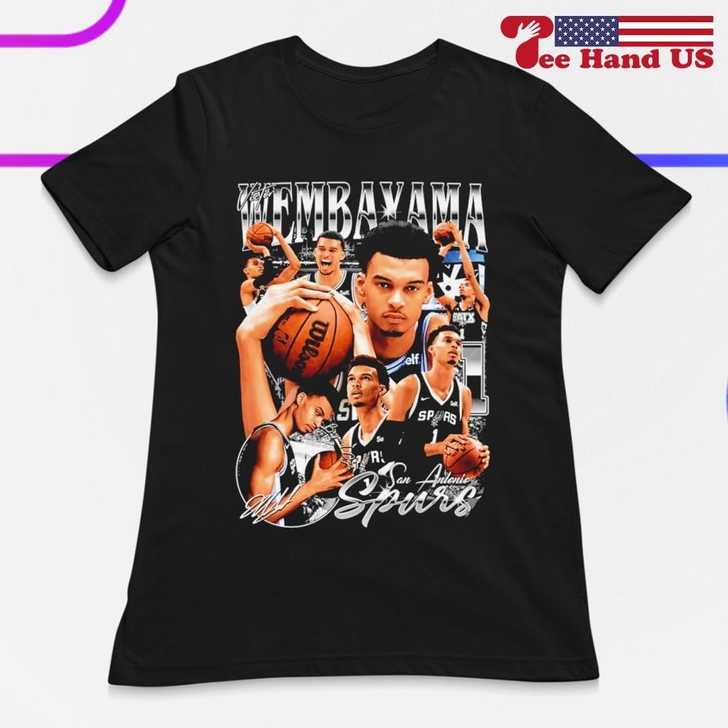 V!ct0r Wemb@nyam@ San Ant0ni0 Spurs Basketball Graphic Shirt for Fans - Walmart.com