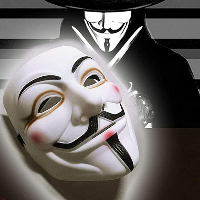 V for Vendetta Anonymous Hacker Mask - White Face Mask for Costume ...