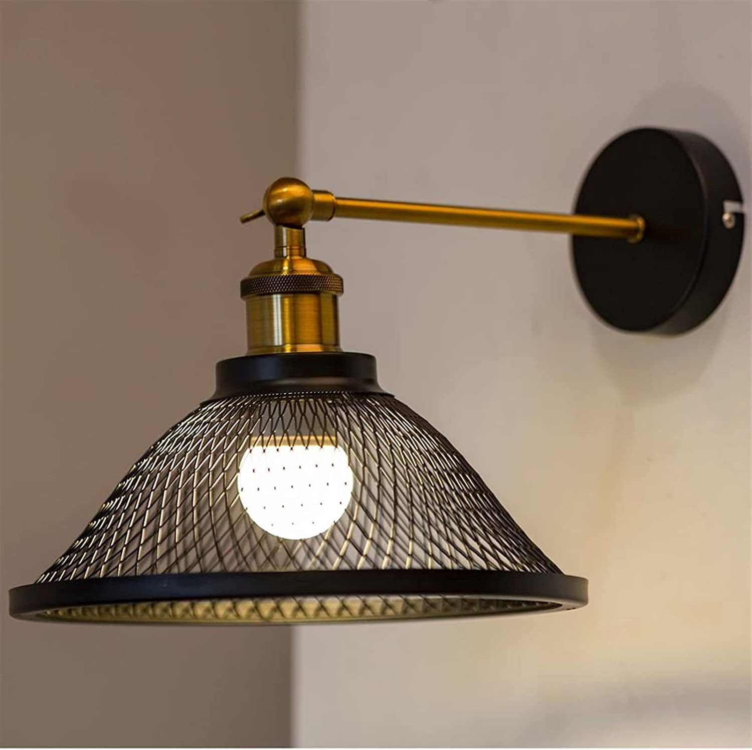 V-intage Iron Net Wall Lamp Modern Black Metal Cage Wall Lights Bedroom ...