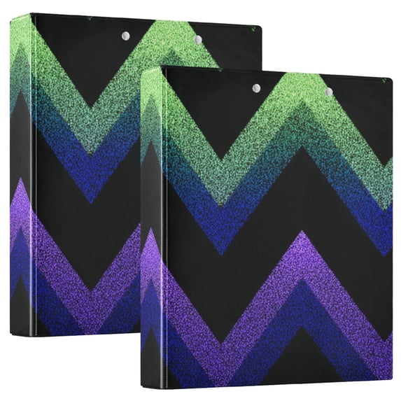 V-lines with Purple Blue Green Round Ring Binder 3 Rings 1.5" Capacity ...