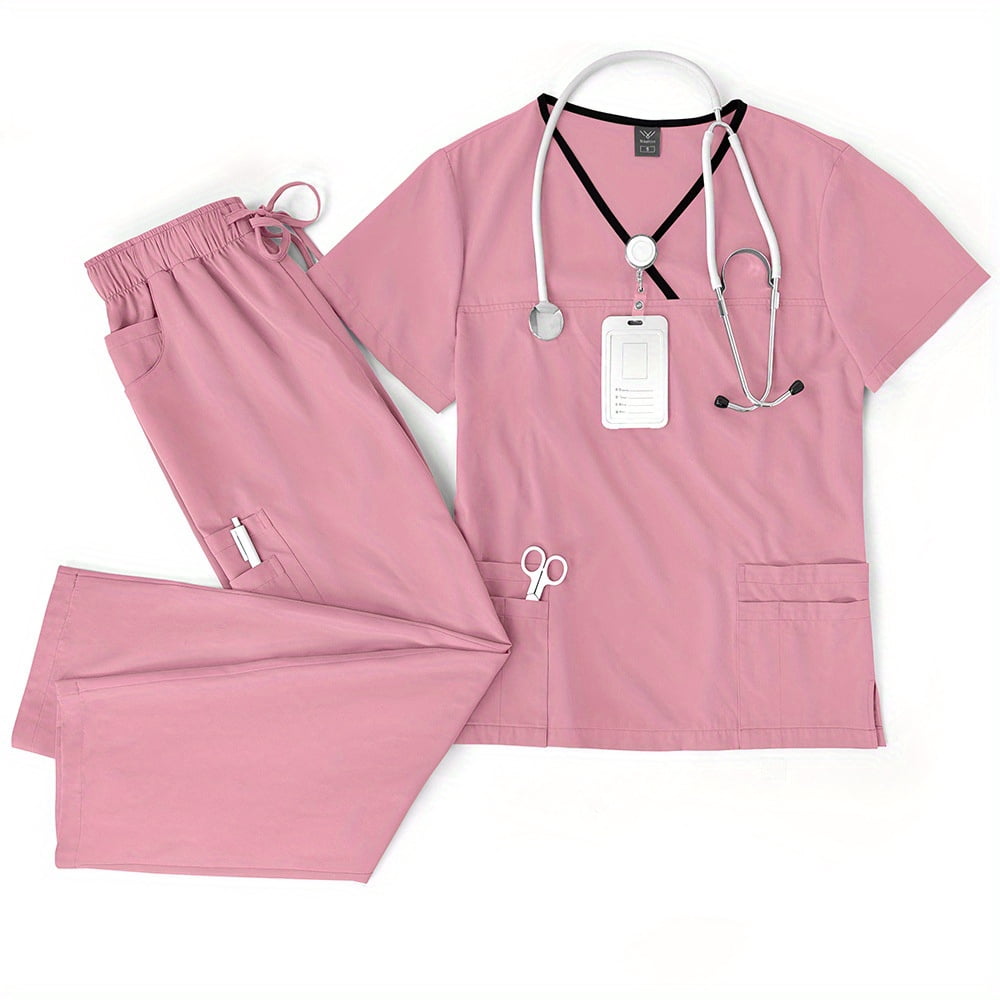 V-neck Short Sleeved Operating Room Staff Clinic Staff Hand Wash Suit ...