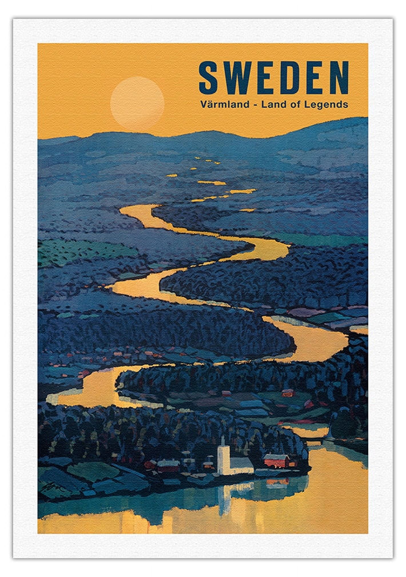 Värmland Sweden - Land of Legends - Vintage Travel Poster by Aon c.1946 - Fine Art Rolled Canvas ...