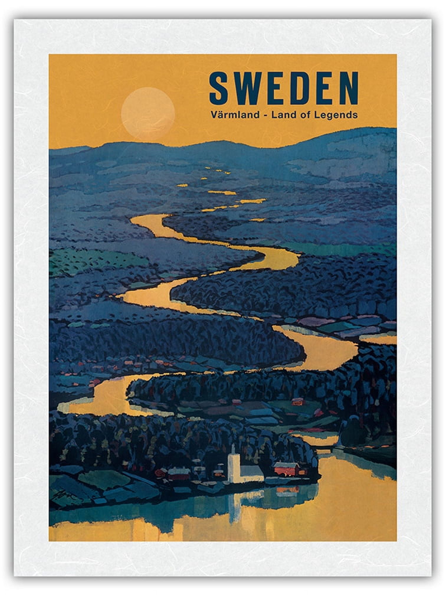 Värmland Sweden - Land of Legends - Vintage Travel Poster by Aon c.1946 ...