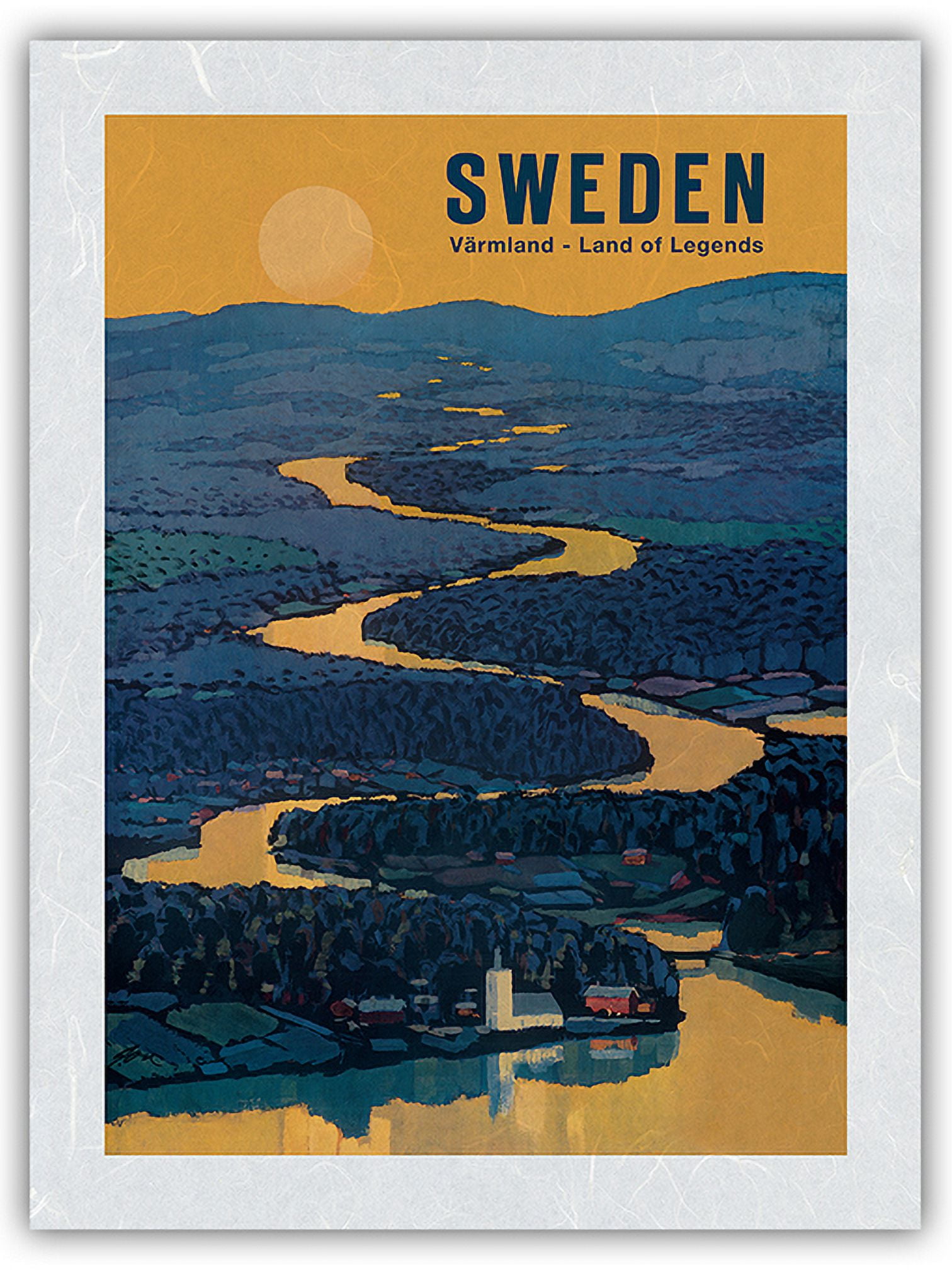 Värmland Sweden - Land of Legends - Vintage Travel Poster by Aon c.1946 - Japanese Unryu Rice ...