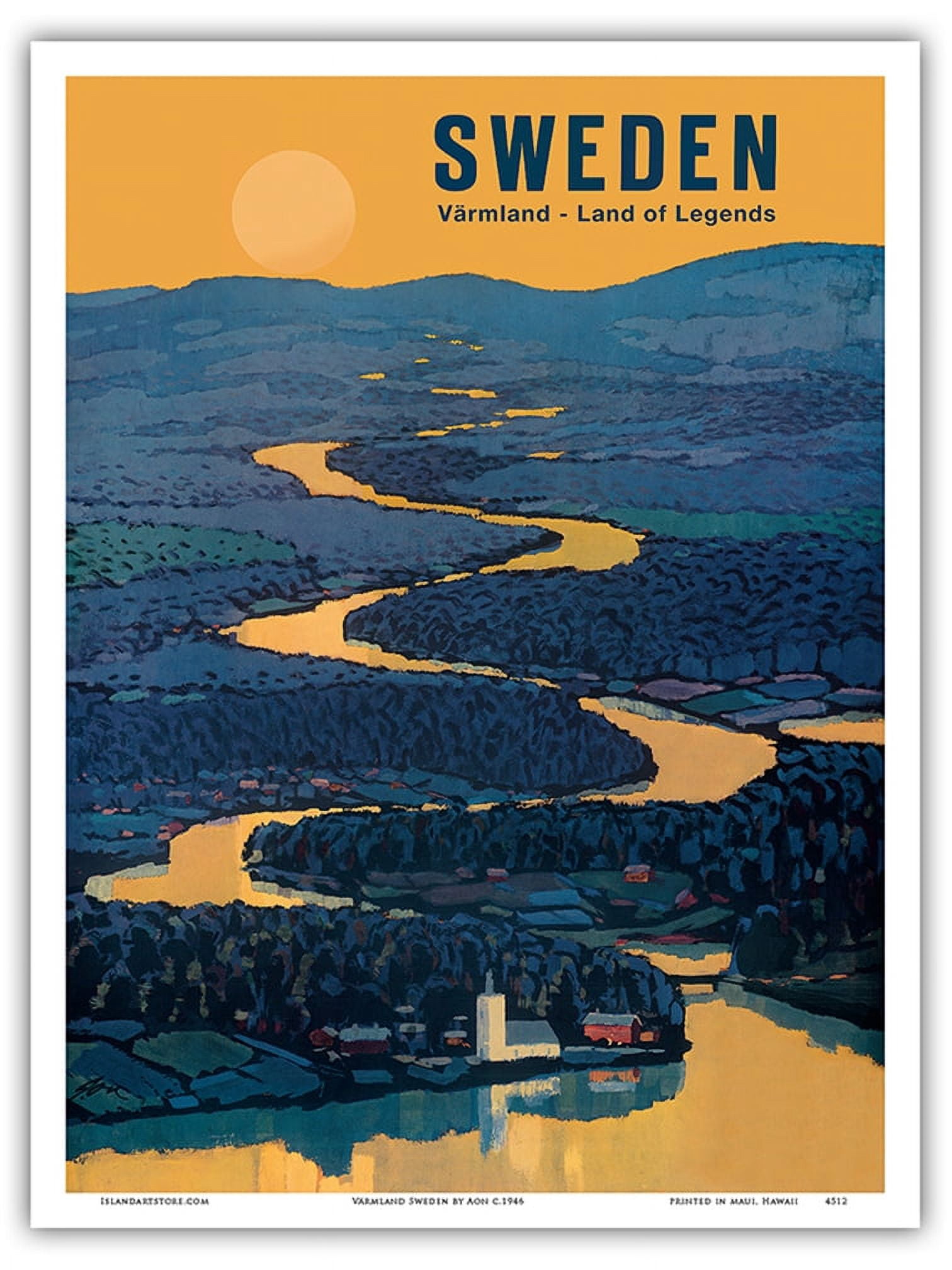Värmland Sweden - Land of Legends - Vintage Travel Poster by Aon c.1946 ...