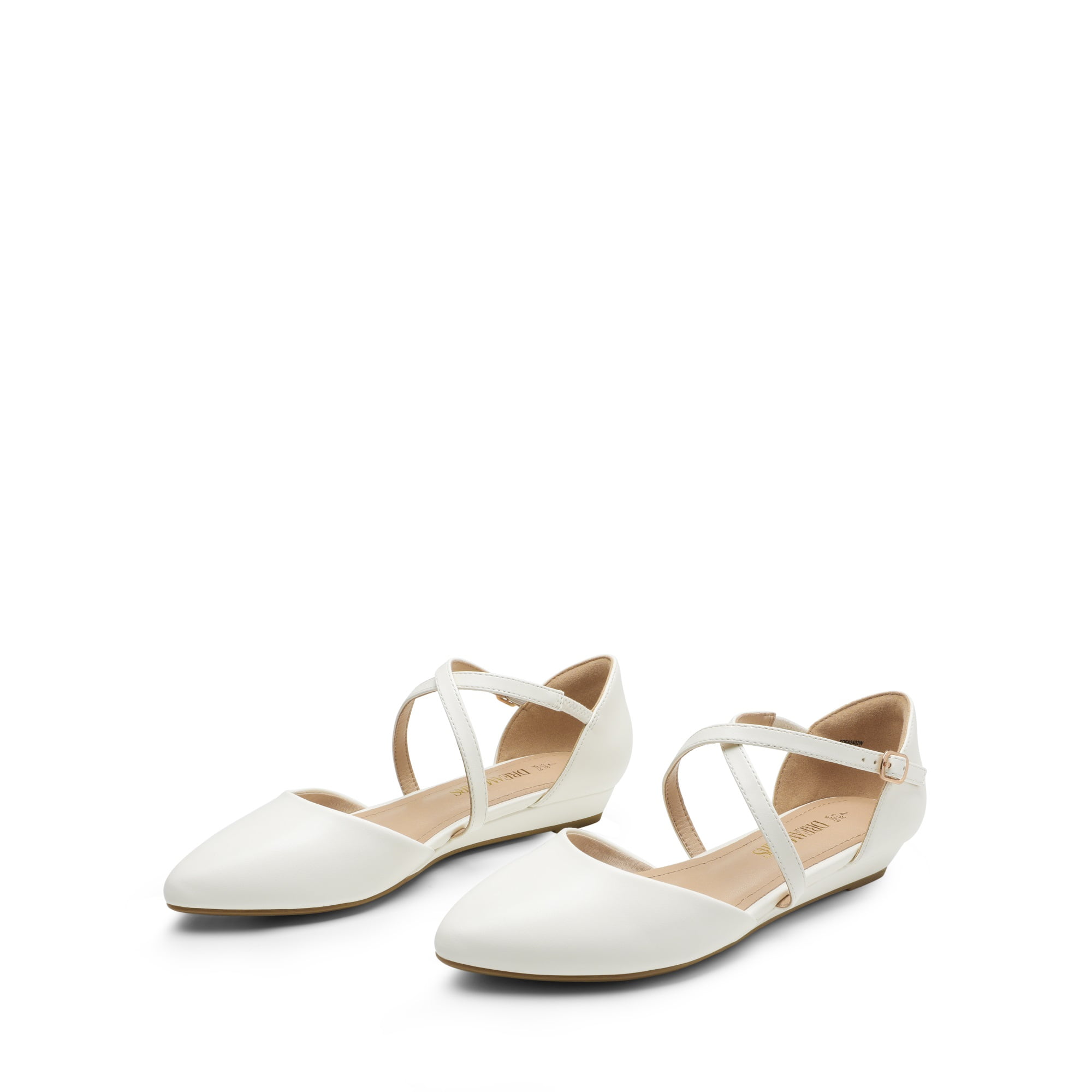 V-shaped Cutout Low Wedge Ankle Strap Flats for Business Office and ...