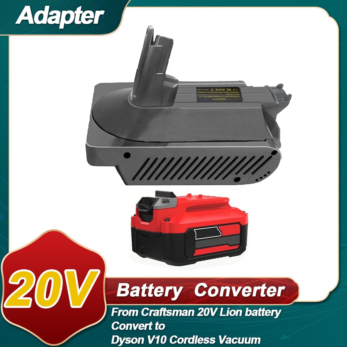 V10 Adapter for Dewalt 18V20V Craftsman 20V Ryobi 40V MAKITA /Einhell ...