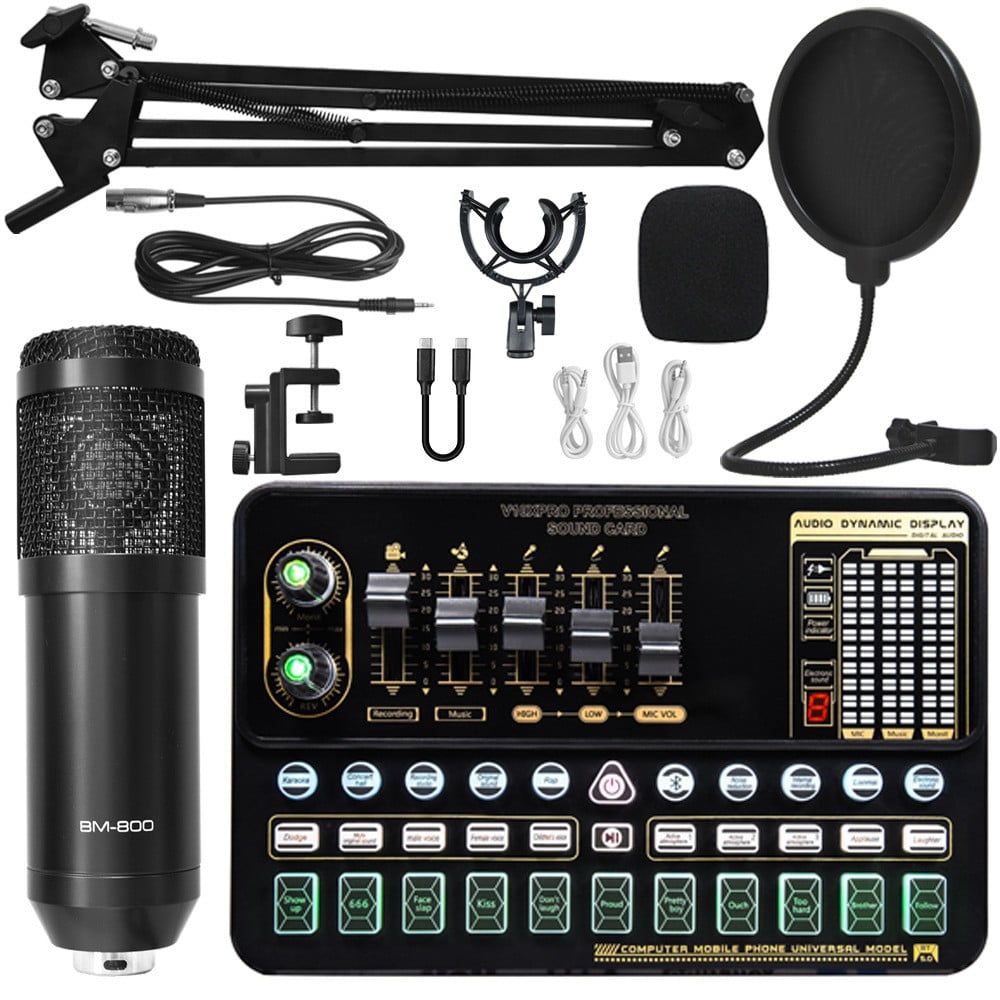 V10 Live Sound Card Set Condenser M800 Microphone Mobile Karaoke ...