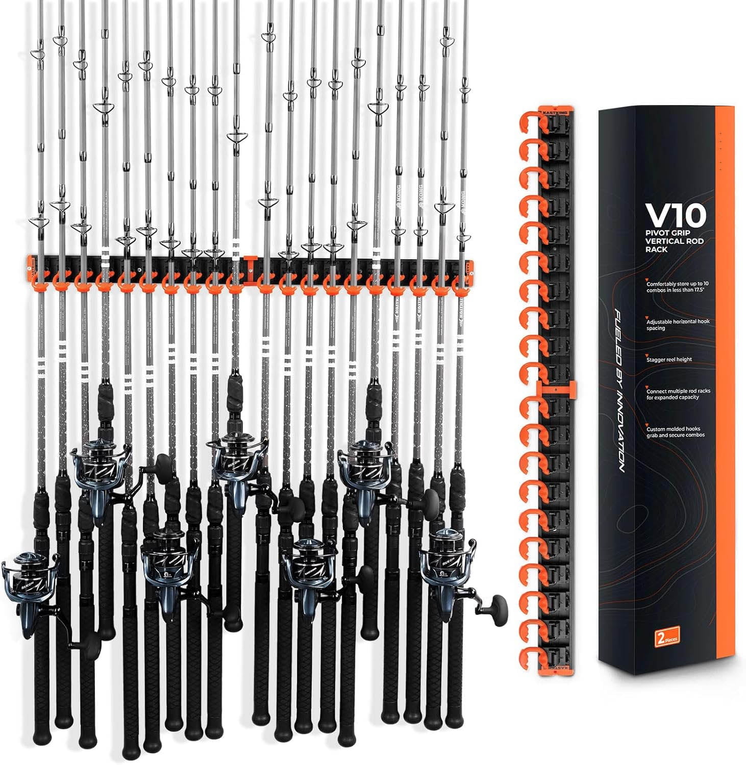 V10 Pivot Grip Fishing Rod Holder–Adjustable, Wall-Mounted, Polymer ...