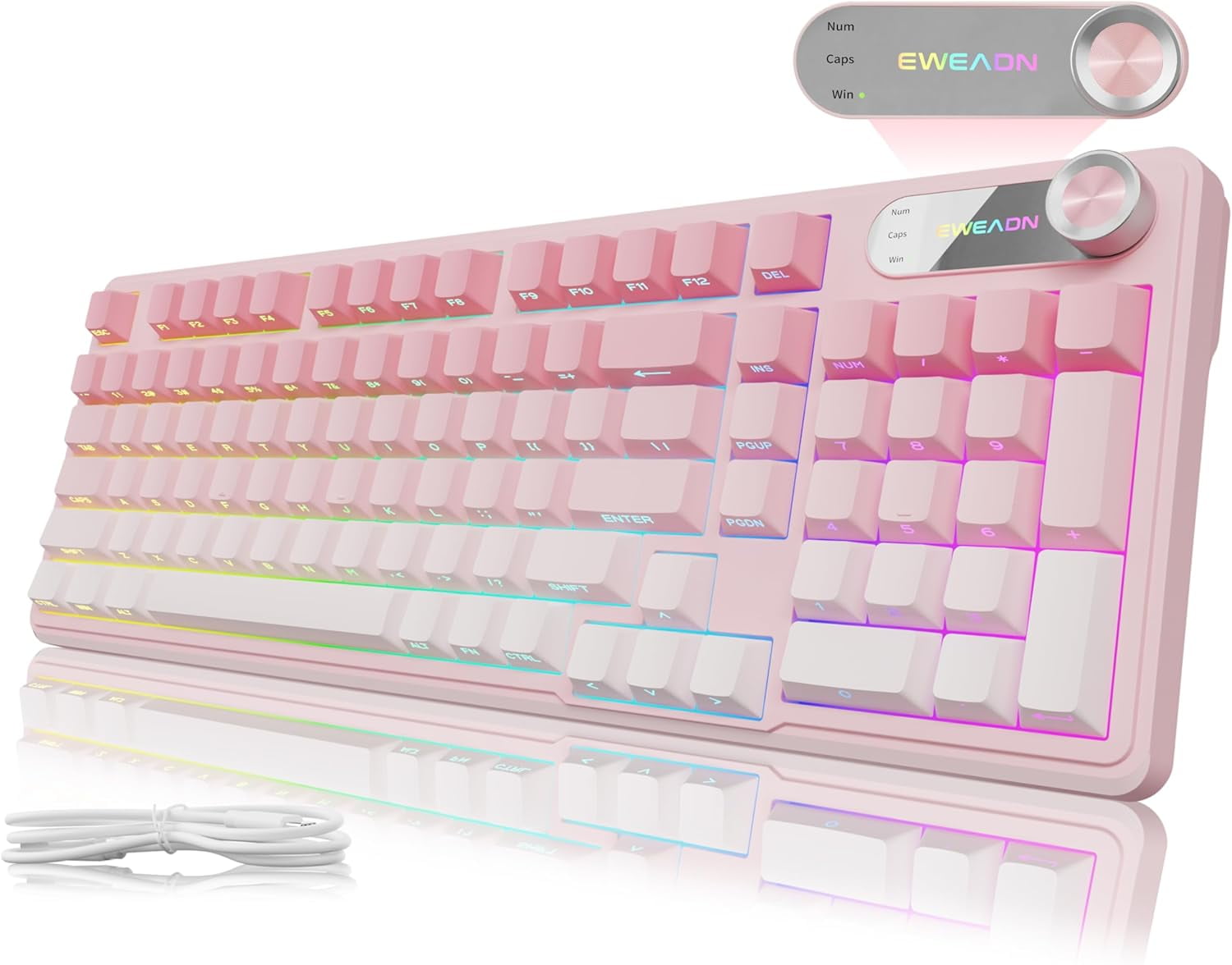 V102 Wired Keyboard, 98 Keys Creamy Gaming Keyboard with Number Pad ...