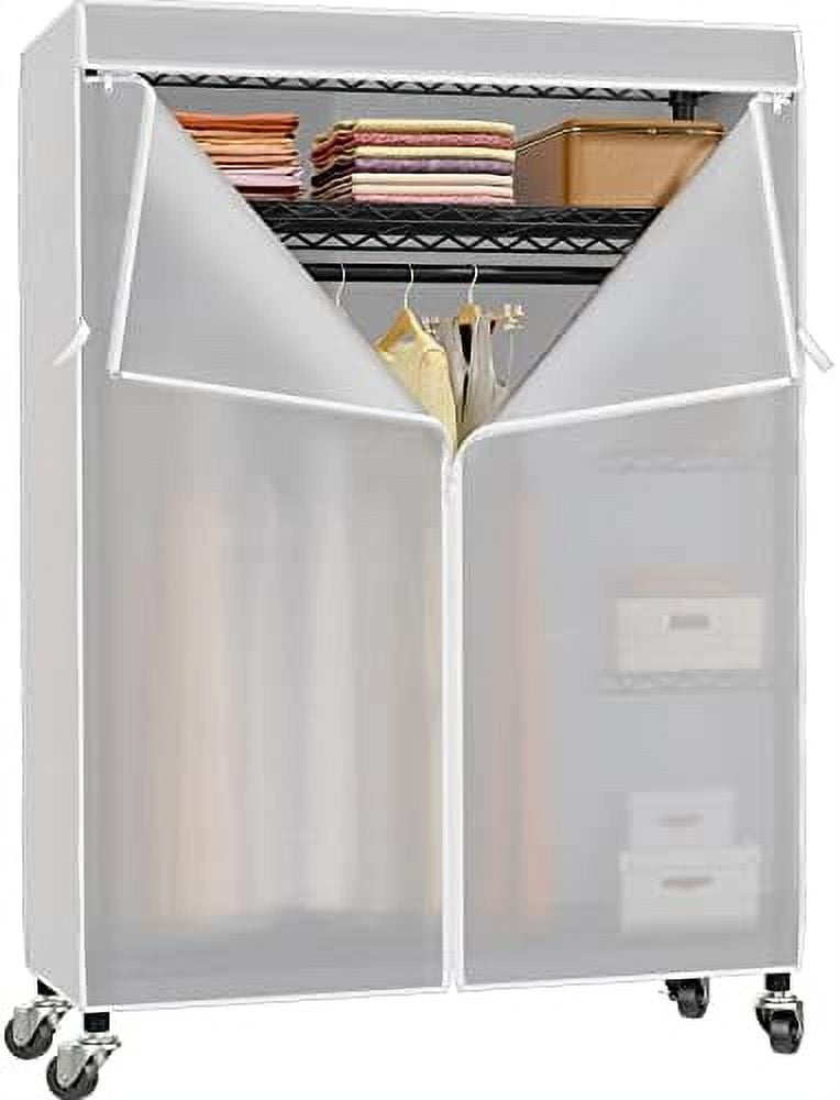 V11C Wire Garment Rack Rolling Heavy Duty Portable Closets with ...