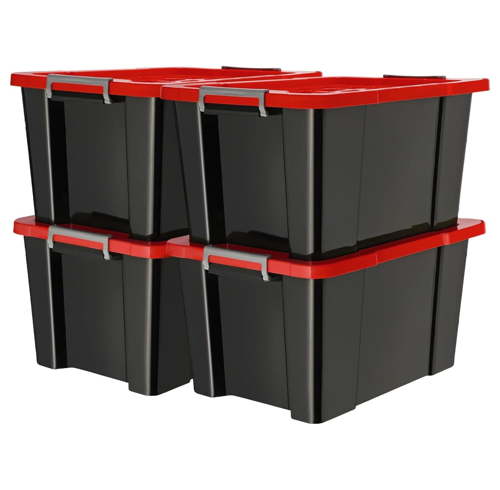 V12 16Gal Heavy Duty Storage Bins with Latching Lids, Stackable Plastic ...