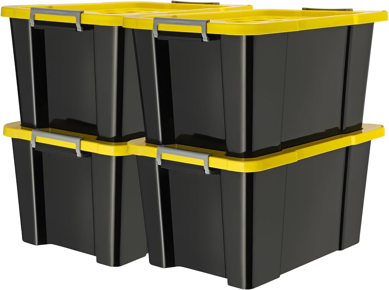 V12 16Gal Heavy Duty Storage Bins with Latching Lids, Stackable Plastic ...